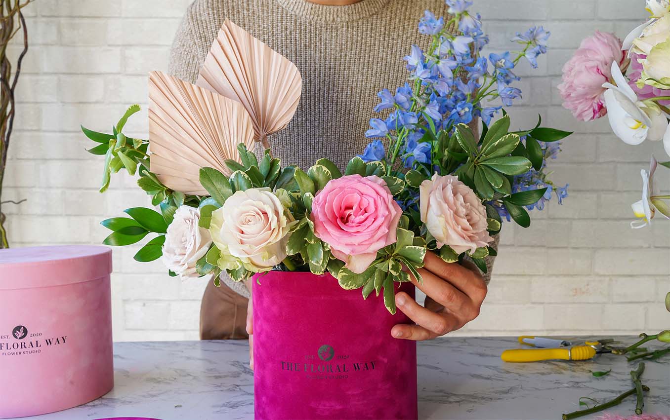 Hat Box Arrangement | Florists' Review